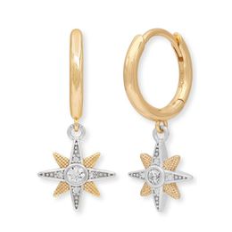 Engelsrufer Damen Paar Creolen &raquo;Twinkle twinkle little Star Stern&laquo; mit Zirkonia (synth.) gelb 14mm, Silber 925 (Sterlingsilber)