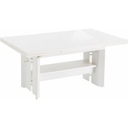 Hela Couchtisch H&ouml;henverstellbar und ausziehbar wei&szlig; B/H/T: 110cm x 50cm x 68cm,mit Auszug
