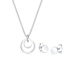 Elli Damen Schmuckset &raquo;Rund Pl&auml;ttchen Kette Ohrstecker 925 Silber&laquo; () silber