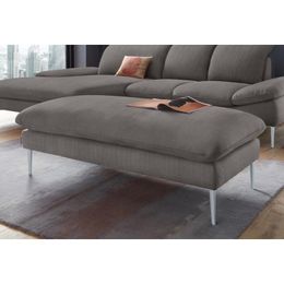 W.Schillig Hocker &raquo;enjoy&MORE&laquo; F&uuml;&szlig;e silber matt, Breite 151 cm grau Chenille-Flachgewebe R66 (85% Polyester, 15% Nylon);Longlife Xtra-Leder Z59: 