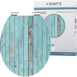Sch&uuml;tte WC-Sitz &raquo;Blue Wood&laquo; High Gloss mit MDF Holzkern, mit Absenkautomatik blau MDF - Mitteldichte Holzfaserplatte Einheitsgr&ouml;&szlig;e