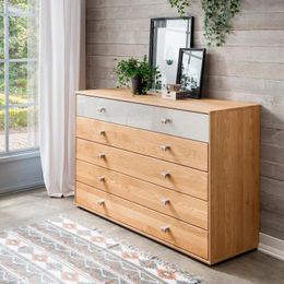 Wiemann Schubkastenkommode &raquo;Kiruna&laquo; vormontiert braun Floatglas, Holz teilmassiv B/H/T: 141cm x 86cm x 43cm, Eiche