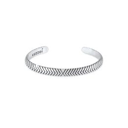 Kuzzoi Herren Armband &raquo;Herren Armreif Oxidiert Verstellbar 925 Silber&laquo; silber