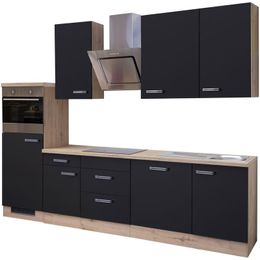 Flex-Well K&uuml;chenzeile &raquo;Antigua&laquo; mit E-Ger&auml;ten, Gesamtbreite 280 cm grau B/H/T: 280cm x 60cm