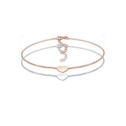 Elli Damen Armband Set &raquo;Herz Paar Freundschaft Bi-Color 925er Silber&laquo; silber