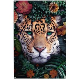 Reinders Poster &raquo;Leopard&laquo; leichtes und wasserfestes Gartenposter f&uuml;r den Au&szlig;eneinsatz bunt Leinwand