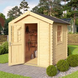 Lasita Maja Gartenhaus &raquo;Mosel 1&laquo; beige Massivholz Fu&szlig;boden im Gartenhaus, ohne Dacheindeckung