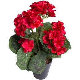 Kunstblume &raquo;Geranienbusch mit 6 Bl&uuml;tenk&ouml;pfen&laquo; rot Kunststoff &Oslash;/H: 22cm x 30cm