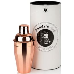 Cocktail Shaker &raquo;Buddy ́s Bar&laquo; hochwertiger 500 ml Bar-Shaker &bdquo;Classic&ldquo;, Edelstahl poliert, Kupfer braun Edelstahl Einheitsgr&ouml;&szlig;e
