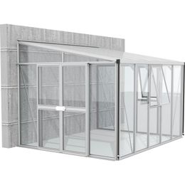 Vitavia Anlehngew&auml;chshaus &raquo;Helena 8600&laquo; Alu-Profile, 3 mm Sicherheitsglas, Dach 10 mm Hohlkammerplatten grau B/H/T: 334cm x 266cm
