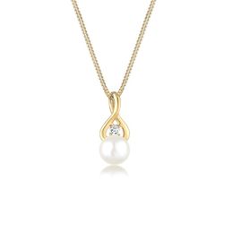 Elli Premium Damen Perlenkette &raquo;Infinity Unendlichkeit Topas 585 Gelbgold&laquo; gold