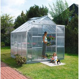 Konifera Gew&auml;chshaus &raquo;Calisto 6700&laquo; silber B/H/T: 254cm x 254cm