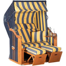 SunnySmart Strandkorb &raquo;Rustikal 250 Plus&laquo; 2-Sitzer, komplett montiert, Oberkorb in einem St&uuml;ck geflochten blau Einheitsgr&ouml;&szlig;e