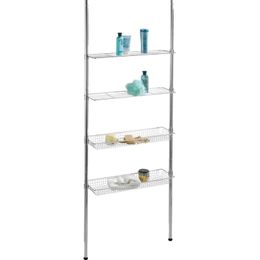Wenko Badregal &raquo;Ellera Teleskopregal&laquo; 2 Ablagen, 2 K&ouml;rbe silber Stahl B/H/T: 20cm x 71cm, H: 65-285cm