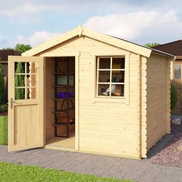 Lasita Maja Gartenhaus &raquo;Mosel 2&laquo; beige Massivholz Fu&szlig;boden im Gartenhaus, ohne Dacheindeckung