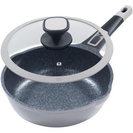 King Bratpfanne &raquo;Moonscape&laquo; Aluminiumguss Induktion, abnehmbarer Griff, MOONSCAPE-Beschichtung grau &Oslash; 28cm + H&ouml;he 8,5cm