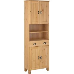 Home Affaire Hochschrank &raquo;Oslo&laquo; beige Massivholz B/H/T: 60cm x 177cm x 30cm, Schubladen: 1 Stk. T&uuml;ren: 4 Stk.