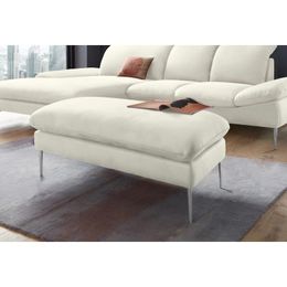 W.Schillig Hocker &raquo;enjoy&MORE&laquo; F&uuml;&szlig;e Chrom gl&auml;nzend, Breite 106 cm wei&szlig; Chenille-Flachgewebe R66 (85% Polyester, 15% Nylon);Longlife Xtra-Leder Z59: 