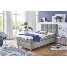 Westfalia Schlafkomfort Boxspringbett mit Topper grau Bezug Bett: Feinstruktur 100% Polyester;Bezug Bonnell-Federkernmatratze: 100% Polyester;Bezug Kaltschaummatratze: 100% 