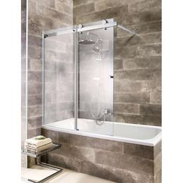 Welltime Badewannenaufsatz &raquo;Mauritius&laquo; 1 tlg. Duschwand mit Schiebet&uuml;r, Spritzschutzwand f&uuml;r Badewannen grau B/H: 120cm x 140cm, beidseitigmontierbar