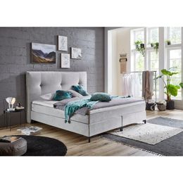 ATLANTIC HOME COLLECTION Boxspringbett &raquo;Romy&laquo; grau Bezug Bettbox und Obermatratze: Strukturstoff (90% Polyester, 10% Nylon);Topper: Jersey (100% 