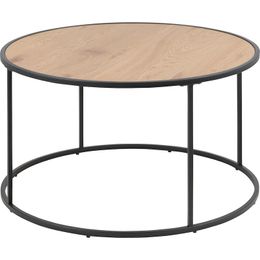 ACTONA GROUP Couchtisch mit Tischplatte in Naturoptik und schmalem Metallfu&szlig;, rund, T: 80 cm schwarz B/H/T: 80cm x 45cm x 80cm