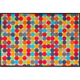 wash+dry by Kleen-Tex Fu&szlig;matte &raquo;Mikado Dots&laquo; rechteckig 7 mm H&ouml;he Schmutzfangmatte, rutschhemmend, waschbar bunt Kunstfaser B : 50cm 1 Stk., 7mm, L: 