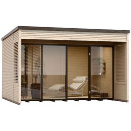 Weka Gartenhaus &raquo;Cubilis 2.0 Gr.1&laquo; beige Massivholz Fu&szlig;boden im Gartenhaus, selbstklebende Dachbahnen