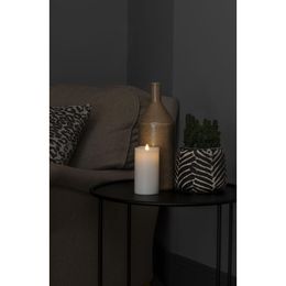Konstsmide LED-Kerze LED Echtwachskerze cremewei&szlig;, mit 3D Flamme und geschmolzener Kante beige &Oslash;/H: 7,6cm x 14cm, 1 Stk.