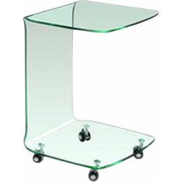PAROLI Beistelltisch &raquo;Peppe&laquo; aus Glass mit Rollen transparent B/H/T: 45cm x 60cm x 45cm