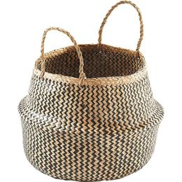 Locker Aufbewahrungskorb schwarz Geflecht Seegras B/H/T: 42cm x 48cm x 42cm