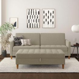 3-Sitzer &raquo;Presley&laquo; Sofa mit Bett-Funktion und verstellbarer R&uuml;ckenlehne braun Webstoff, 100% Polyester