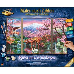 Schipper Malen nach Zahlen &raquo;Meisterklasse Triptychon - Kirschbl&uuml;te in Japan&laquo; Made in Germany bunt Einheitsgr&ouml;&szlig;e