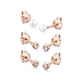Elli Damen Ohrring-Set &raquo;Kugel Perle Set Kristalle 925 Silber&laquo; rosa