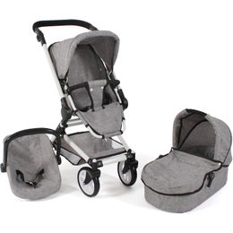 Bayer Chic 2000 CHIC2000 Kombi-Puppenwagen &raquo;Fides 3in1, Melange Grau&laquo; mit Babywanne, Sportsitz und Autositz grau Einheitsgr&ouml;&szlig;e Kombi-Puppenwagen