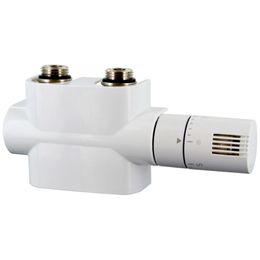 XIMAX Heizk&ouml;rperthermostat Komplett-Set, Mittenanschlussgarnitur, Multiblock-Set, universal, wei&szlig; wei&szlig; Kunststoff, Stahl