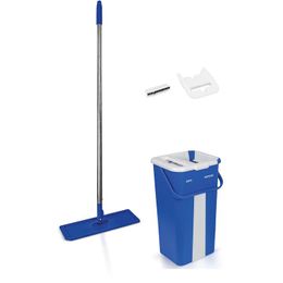 MediaShop Bodenwischer-Set &raquo;Livington Touchless Mop&laquo; inkl. Doppeleimer und Mikrofaserpad, 2,7 Liter blau Aluminium, Kunststoff