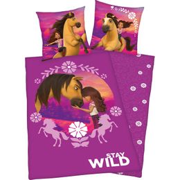 Quelle Kinderbettw&auml;sche &raquo;Spirit&laquo; mit tollem Spirit Motiv lila Renforc&eacute;, Obermaterial: 100% Baumwolle B/L: 135cm x 200cm, 1 Stk., 1 Stk., Renforc&eacute;, B/L: 80cm 
