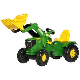 Rolly Toys Tretfahrzeug &raquo;John Deere 6210R&laquo; Kindertraktor mit Lader gr&uuml;n Einheitsgr&ouml;&szlig;e Tretfahrzeug