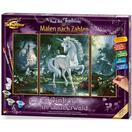 Schipper Malen nach Zahlen &raquo;Meisterklasse Triptychon - Einhorn Zauberwald&laquo; Made in Germany bunt Einheitsgr&ouml;&szlig;e