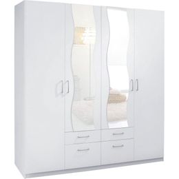 Priess Kleiderschrank wei&szlig; Holzwerkstoff B/H/T: 190cm x 193cm x 54cm, Schubladen: 4 Stk. 4-t&uuml;rig