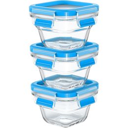 Emsa Frischhaltedose &raquo;N10507 Clip & Close Glas&laquo; Set, 3 tlg. 3 x 0,18L, gefrierfest, backofenfest, mikrowellenfest, 100% dicht blau
