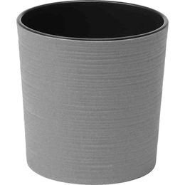 siena GARDEN Pflanzk&uuml;bel Rillenoptik, rund grau Holzwerkstoff, Kunststoff B/H/T: 25cm x 25cm x 25,5cm