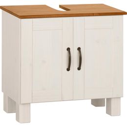 Home Affaire Waschbeckenunterschrank &raquo;Rodby&laquo; FSC -zertifiziertes Massivholz, Griffe Metall, Breite 60cm, H&ouml;he 55cm wei&szlig; Massivholz wei&szlig;, B/H/T: 60cm x