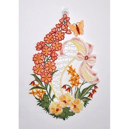 Stickereien Plauen Fensterbild &raquo;Blumenwiese&laquo; Hakenaufh&auml;ngung bunt Polyester B/L: 22cm x 31cm