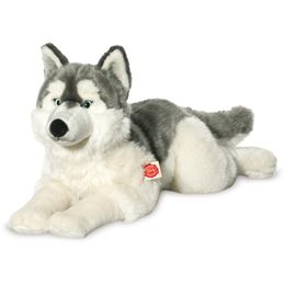 HERMANN TEDDY ORIGINAL Kuscheltier &raquo;Husky liegend, 60 cm&laquo; zum Teil aus recyceltem Material grau Einheitsgr&ouml;&szlig;e Kuscheltier
