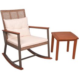 Garden Pleasure Schaukelstuhl &raquo;SINALOA&laquo; (Set) Teak Look, inkl. Tisch und Auflagen braun Massivholz
