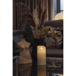 Konstsmide LED-Kerze LED Echtwachskerze cremewei&szlig;, mit 3D Flamme und geschmolzener Kante beige &Oslash;/H: 8,8cm x 17,7cm, 1 Stk.
