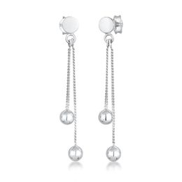 Elli Damen Paar Ohrh&auml;nger &raquo;Stecker Pl&auml;ttchen Kugel Kette Geo Style 925 Silber&laquo; silber