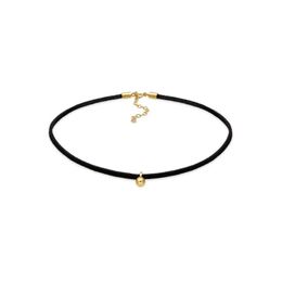Elli Damen Collier &raquo;Choker Velour Schwarz mit Anh&auml;nger Kugel Silber&laquo; gold